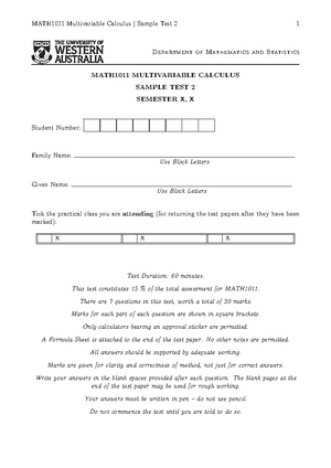 Multivariable Calculus Formula Sheet - Studocu