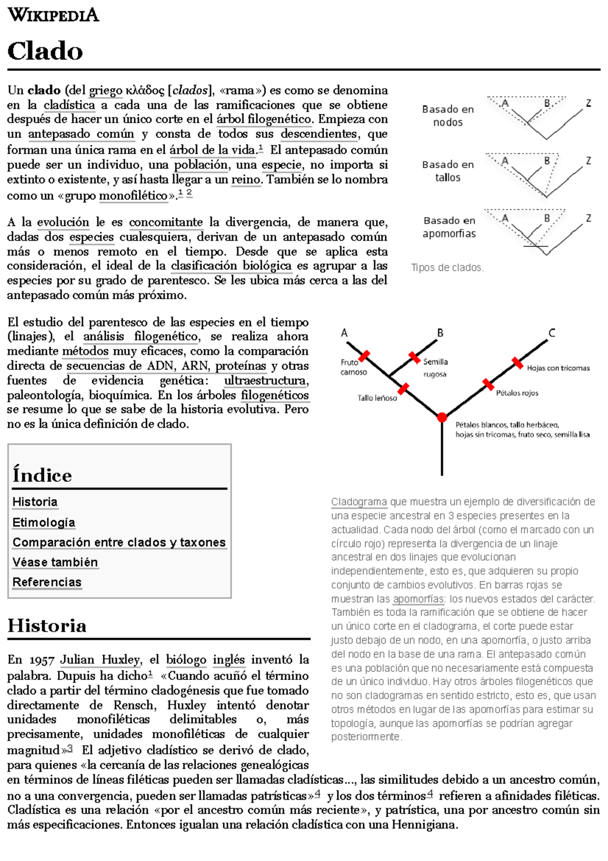 Clado-people live DEFINICION DEL ESCRITO - Tipos de clados. Cladograma ...