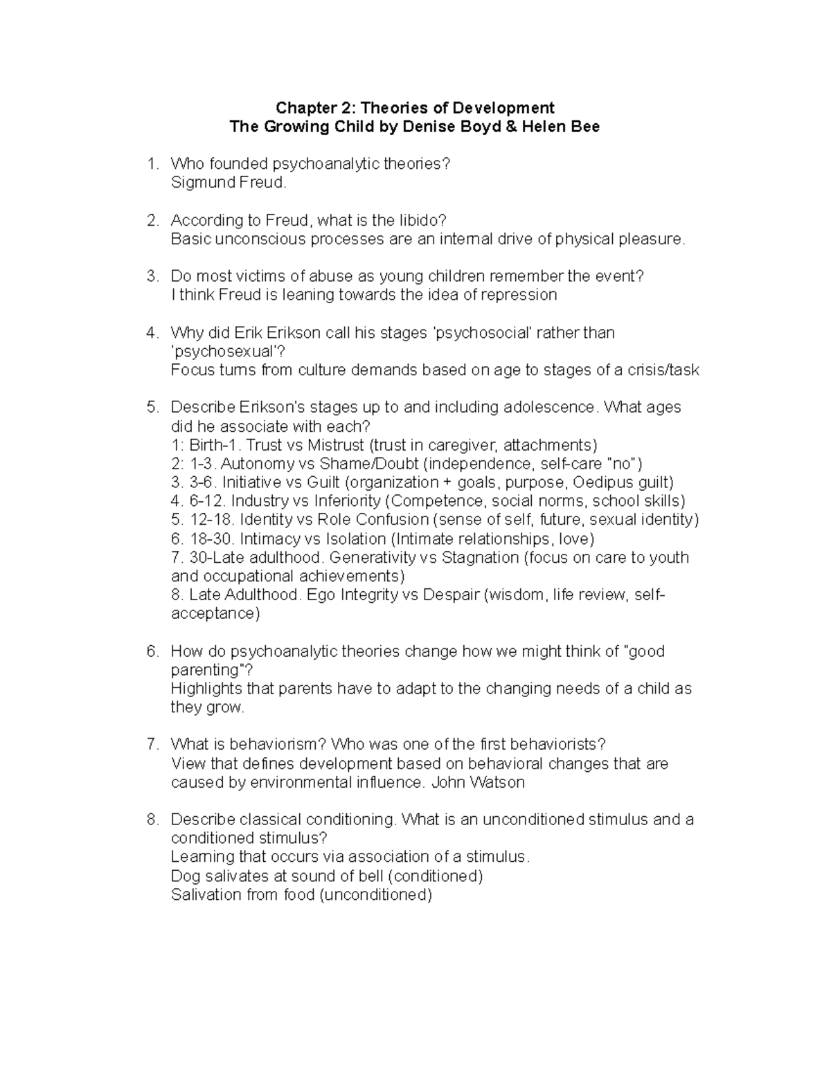 Homework - Chapter 2 - Chapter 2: Theories of Development The Growing ...