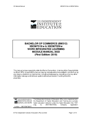 Xblaw Module Outline - Bachelor of Laws WORK INTEGRATED LEARNING MODULE ...