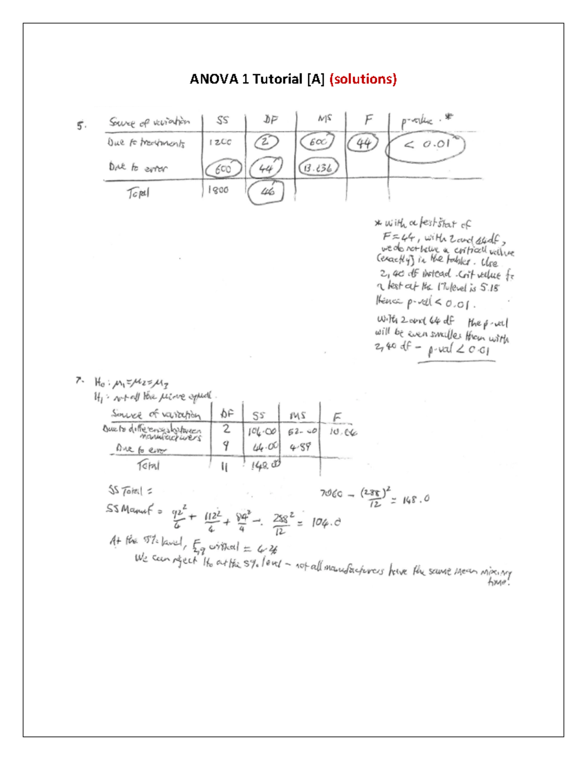 Anova TUT 1 MEMO Corrected - STA2030S - ANOVA 1 Tutorial [A] (solutions) - Studocu