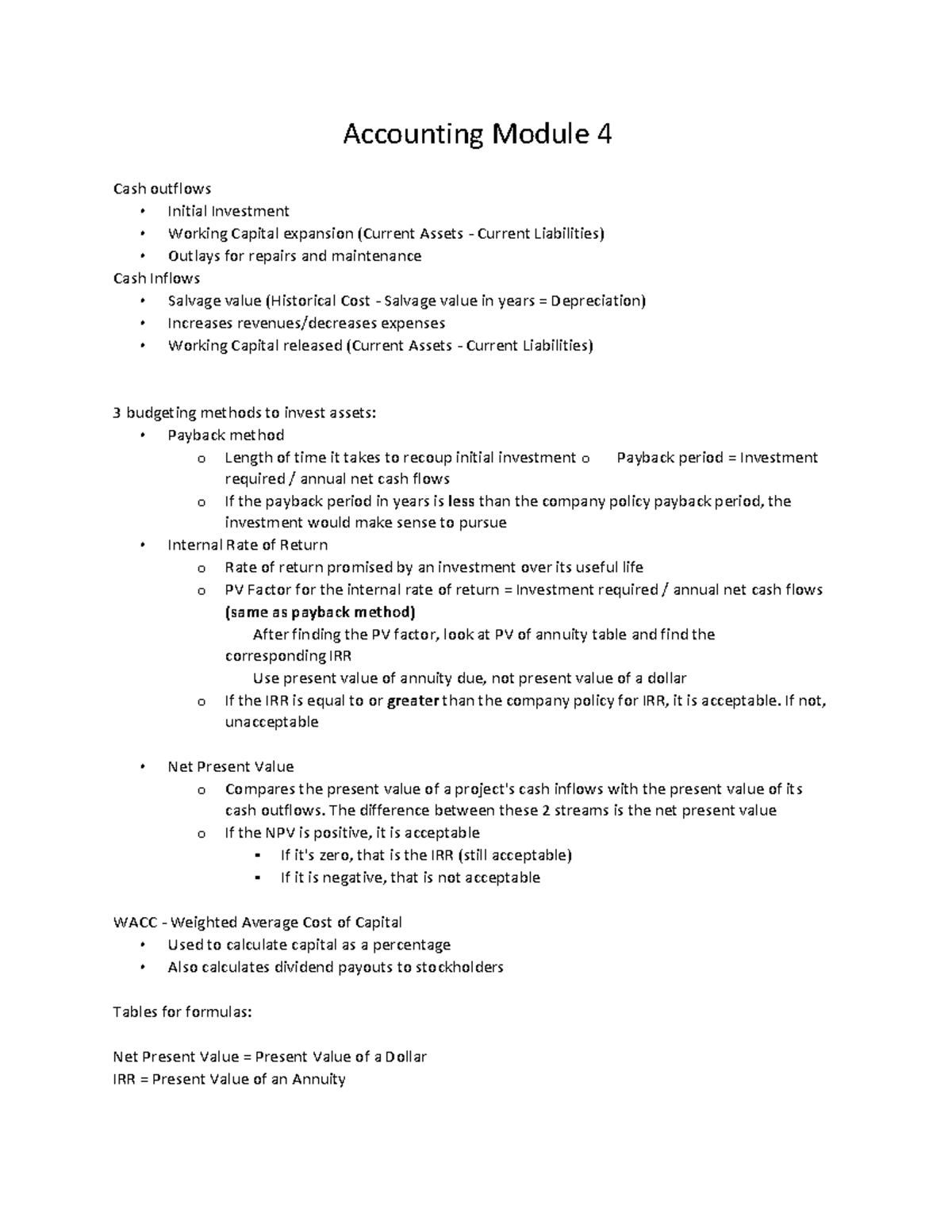 Accounting Module 4 at Indiana University - Accounting Module 4 Cash ...