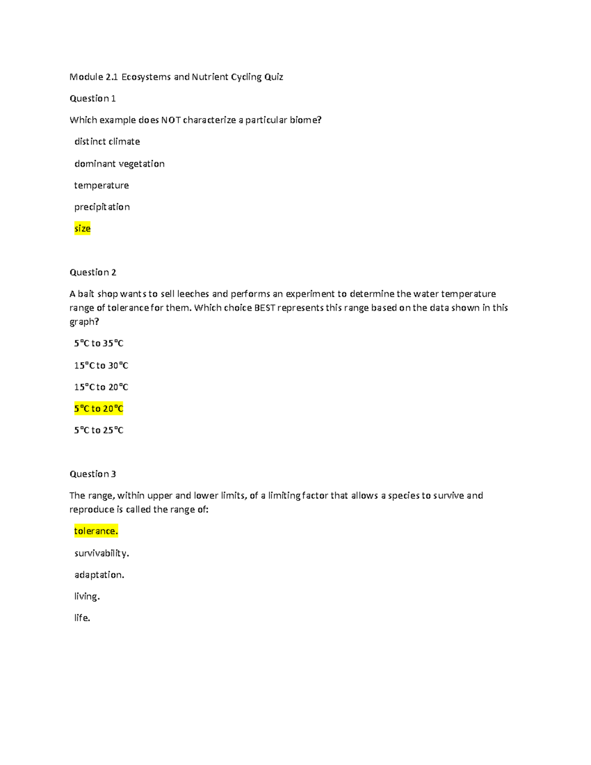 Module 2.1 Ecosystems and Nutrient Cycling Quiz - Which choice BEST ...