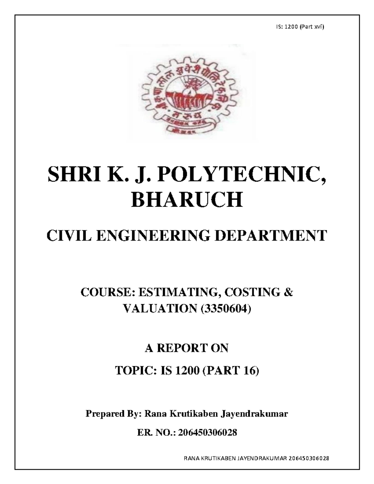 IS 1200 (PART-16) - Summary of the code is 1200 part 16 - SHRI K. J ...