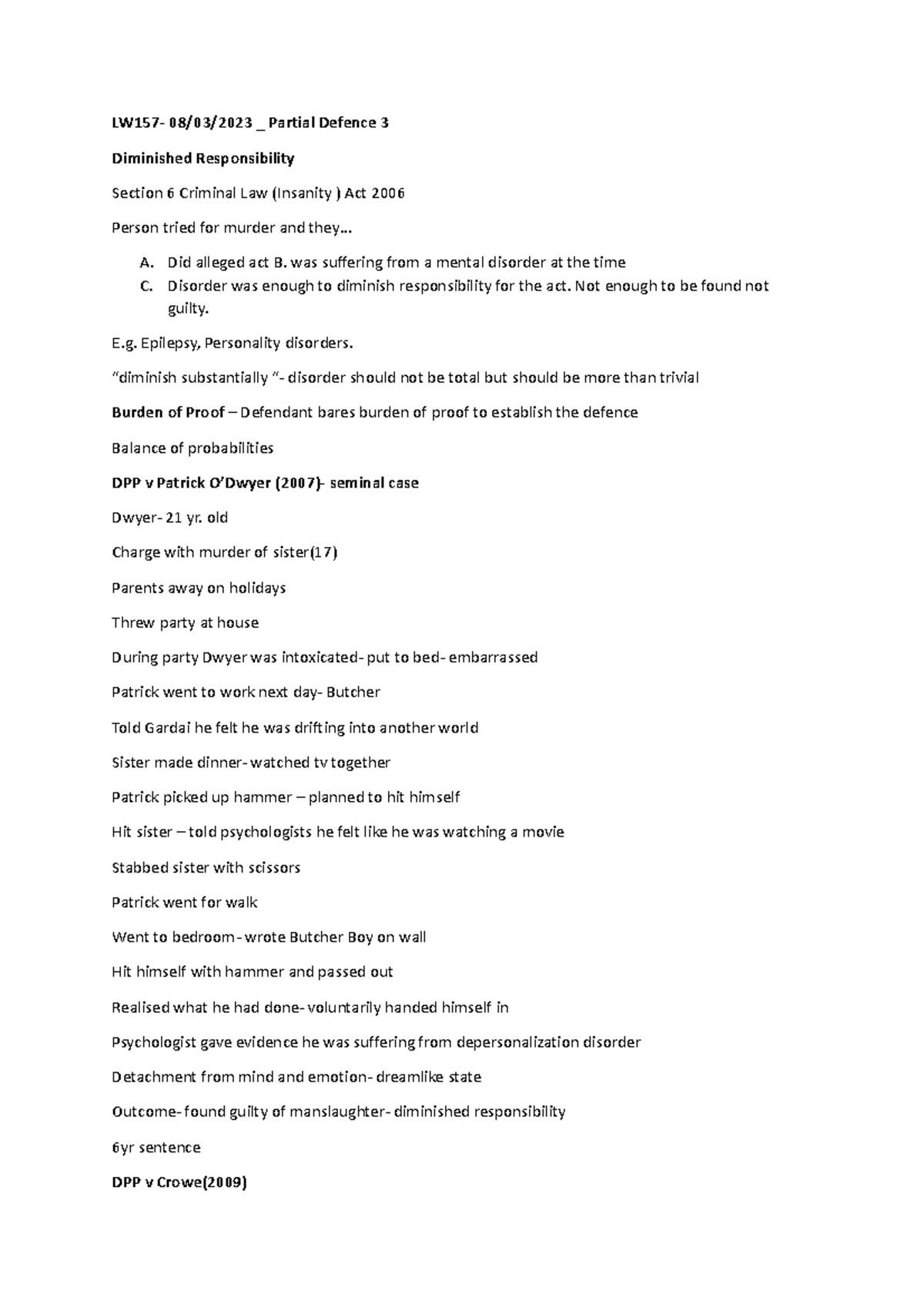 Partial defence 3 - hii - LW157- 08/03/2023 _ Partial Defence 3 ...