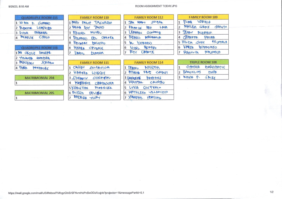 ROOM- Assignment 0001 - Class Notes - 9/29/23. 8:55 AM ROOM ASSIGNMENT ...