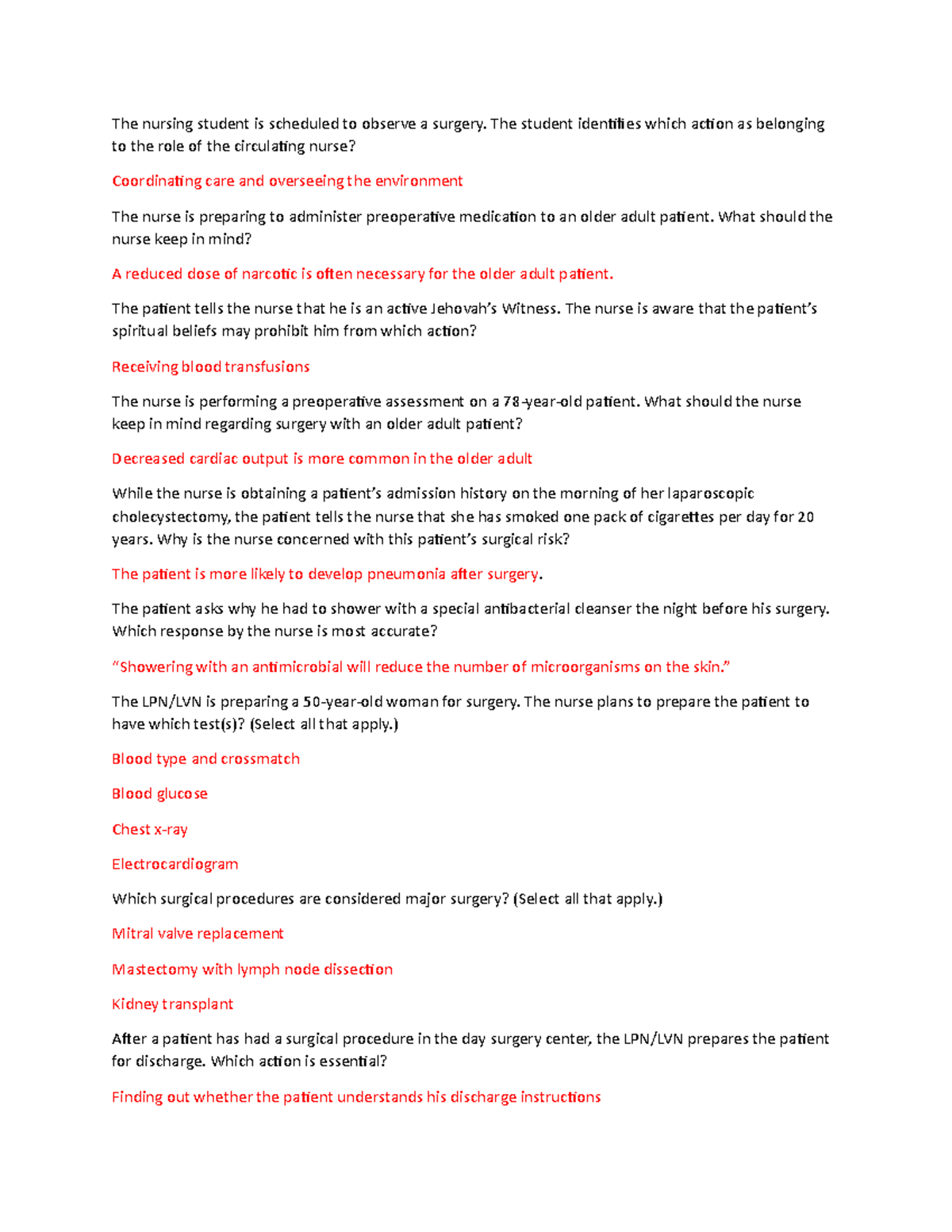 Quiz 4 Surgical study guide - The nursing student is scheduled to ...