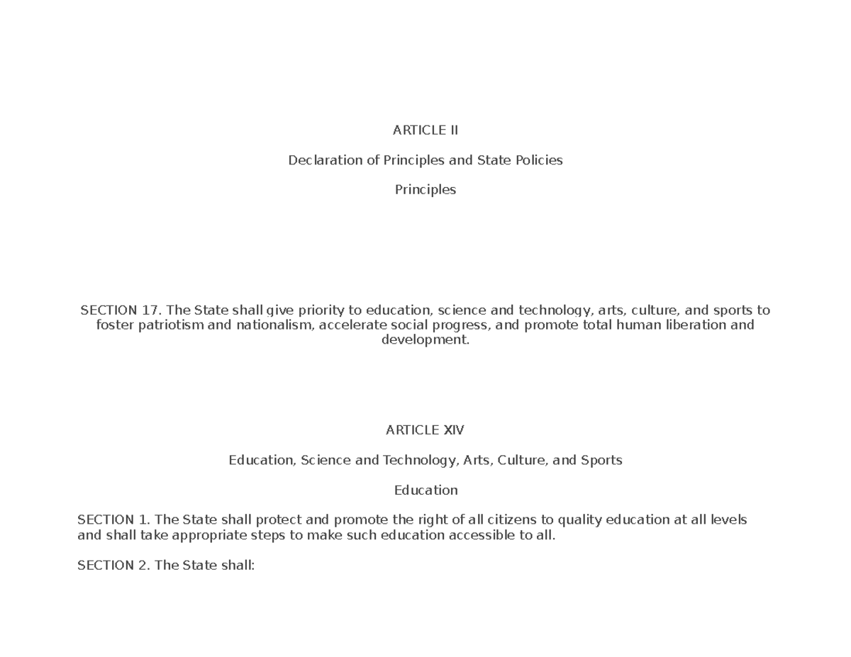 Article II.docx Constitution - ARTICLE II Declaration of Principles and ...