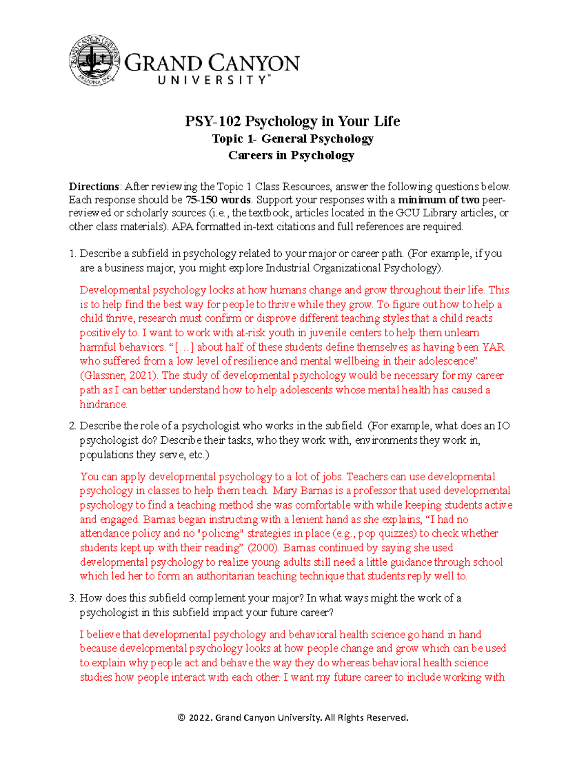 Careers in Psychology - Alaila Eckhardt's Class - PSY-102 Psychology in ...