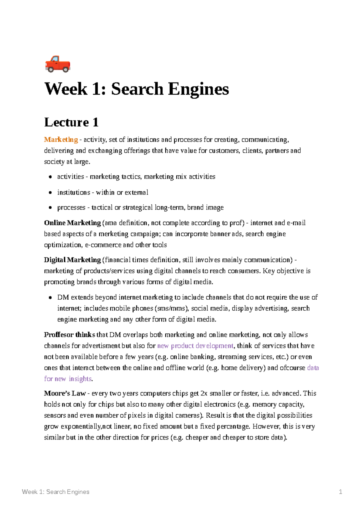 Week 1 Search Engines - Thorough lecture notes: comment for notion link ...
