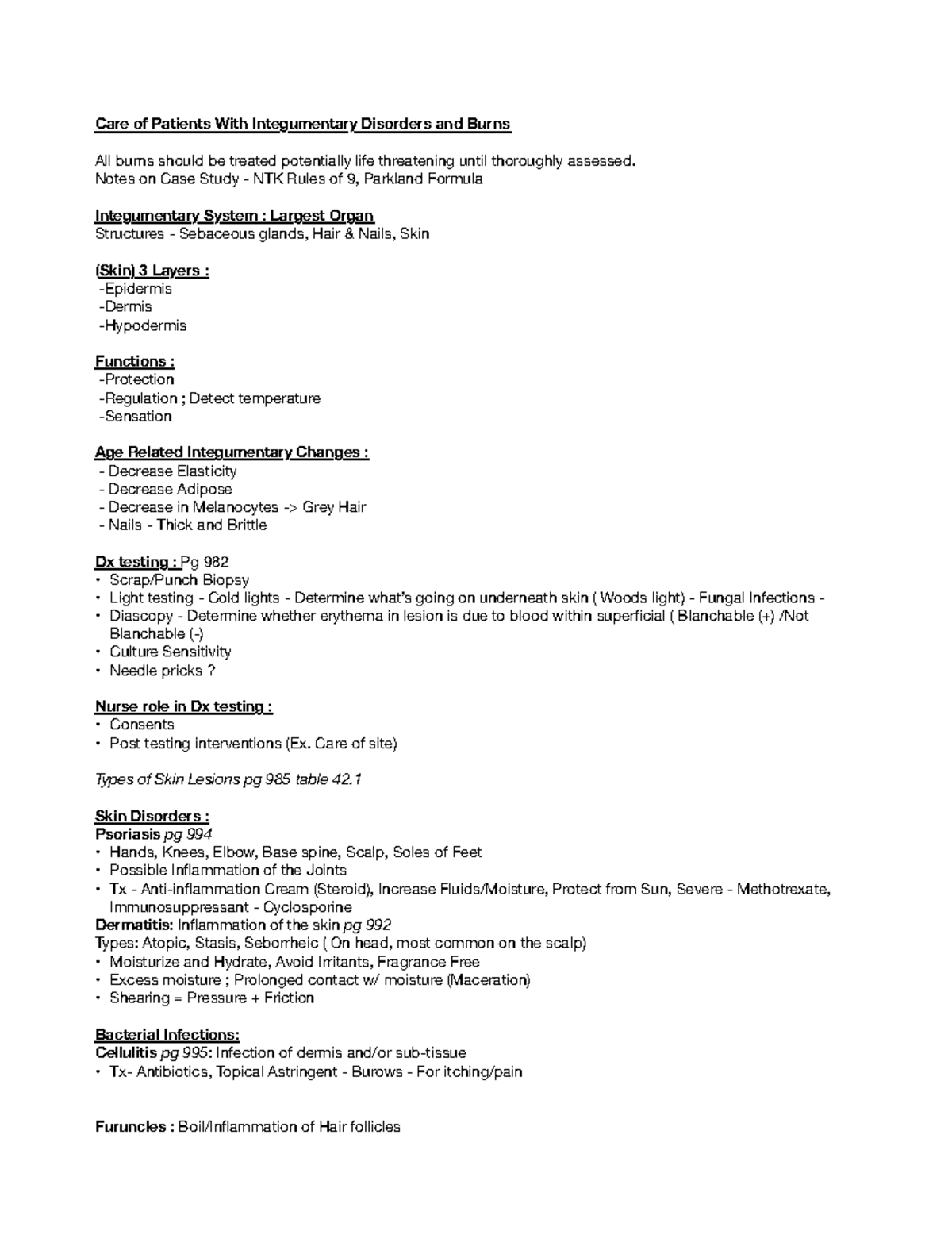 Integumentary System - Care of Patients With Integumentary Disorders ...