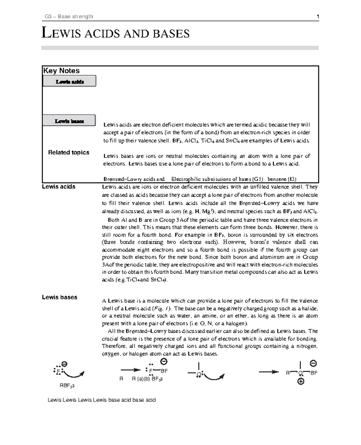 Lewis Acids AND Bases - G3 – Base strength 1 LEWIS ACIDS AND BASES Key ...