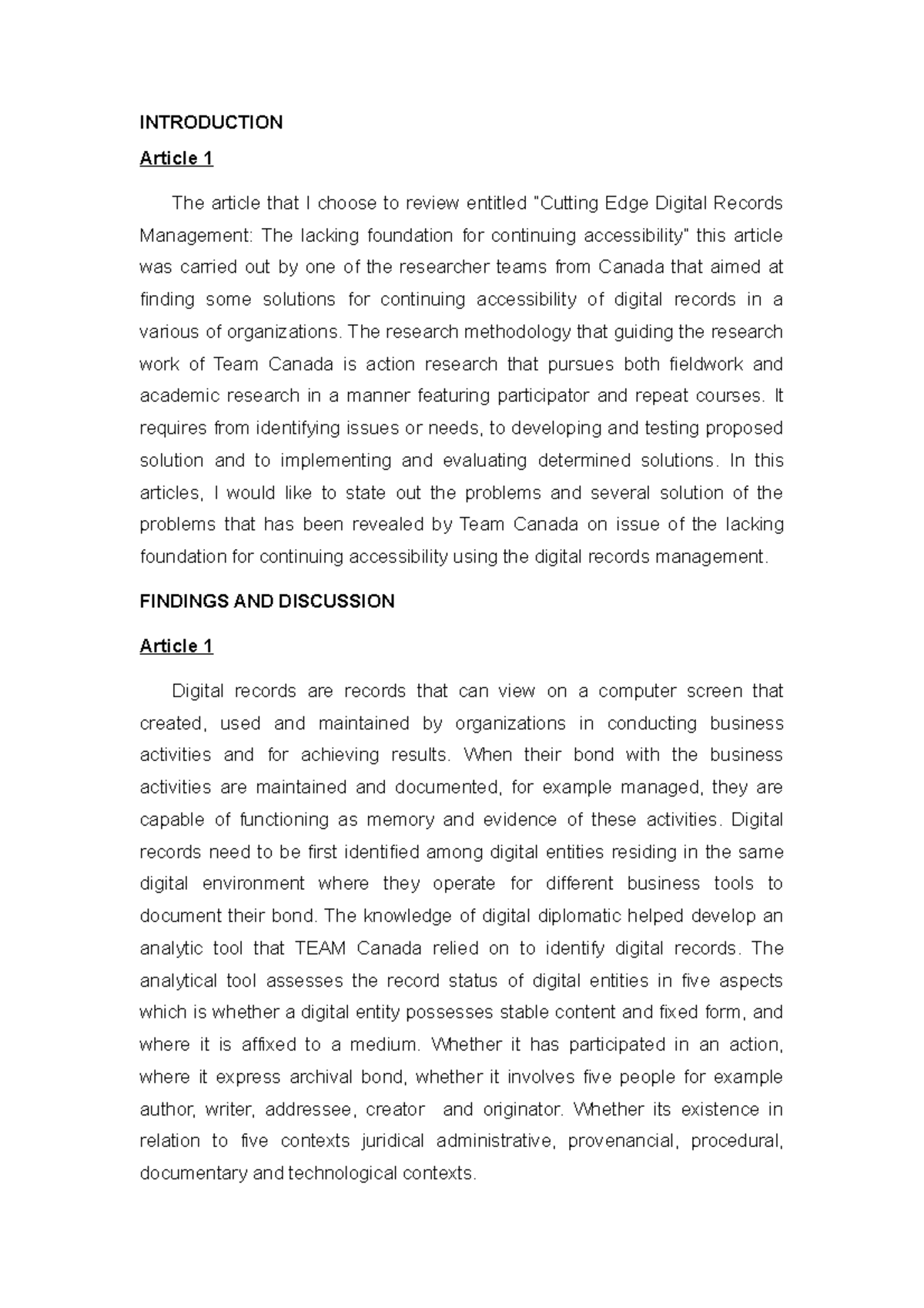 Article Review IMR652 - INTRODUCTION Article 1 The article that I ...