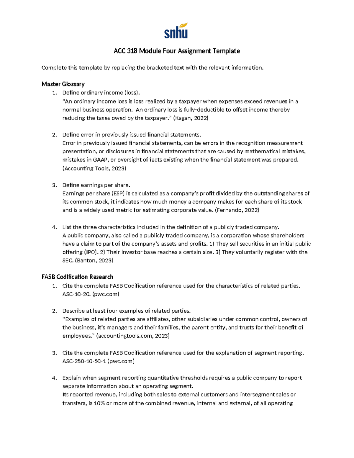 ACC 318 Module Four Assignment Template (1) - ACC 318 Module Four ...