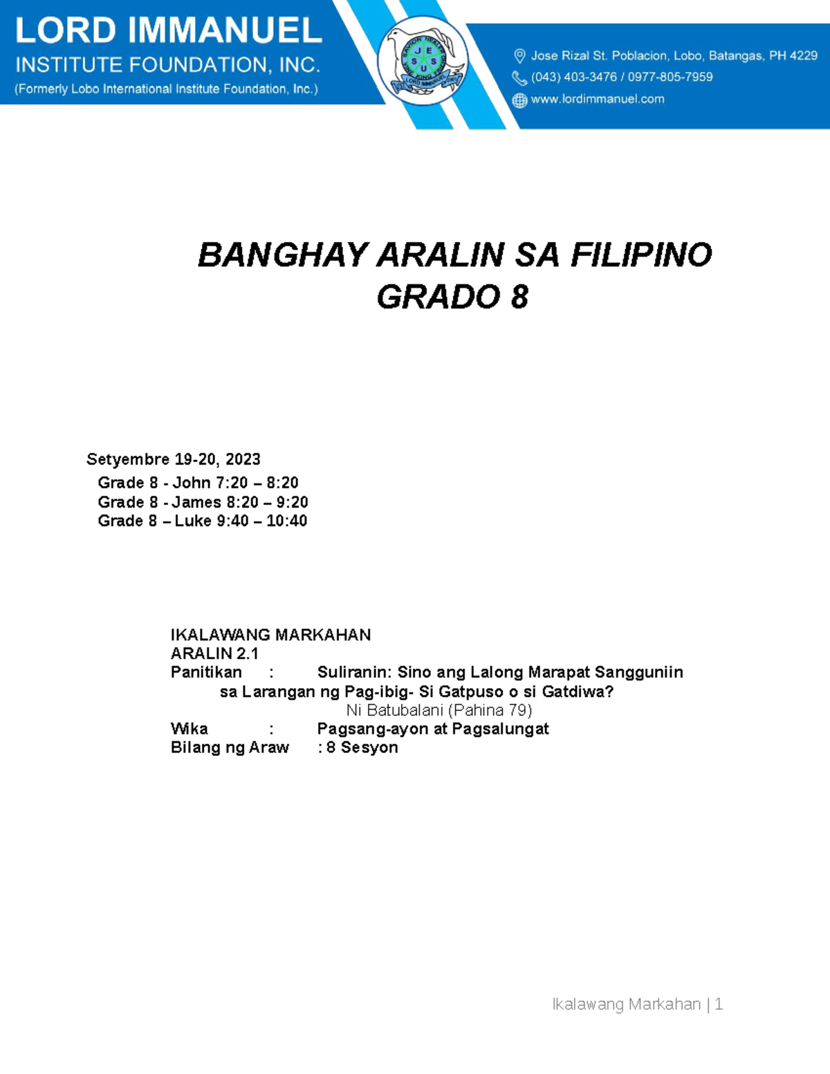 Balagtasan-NOV - LESSON PLAN - BANGHAY ARALIN SA FILIPINO GRADO 8 ...