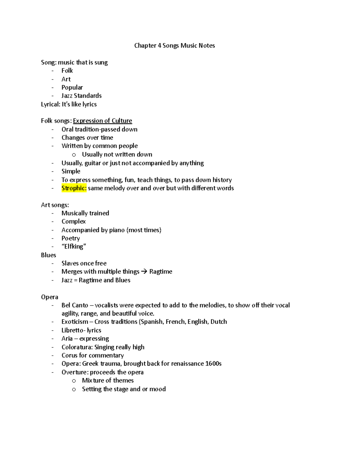 Chapter 4 Music Notes copy - Chapter 4 Songs Music Notes Song: music ...