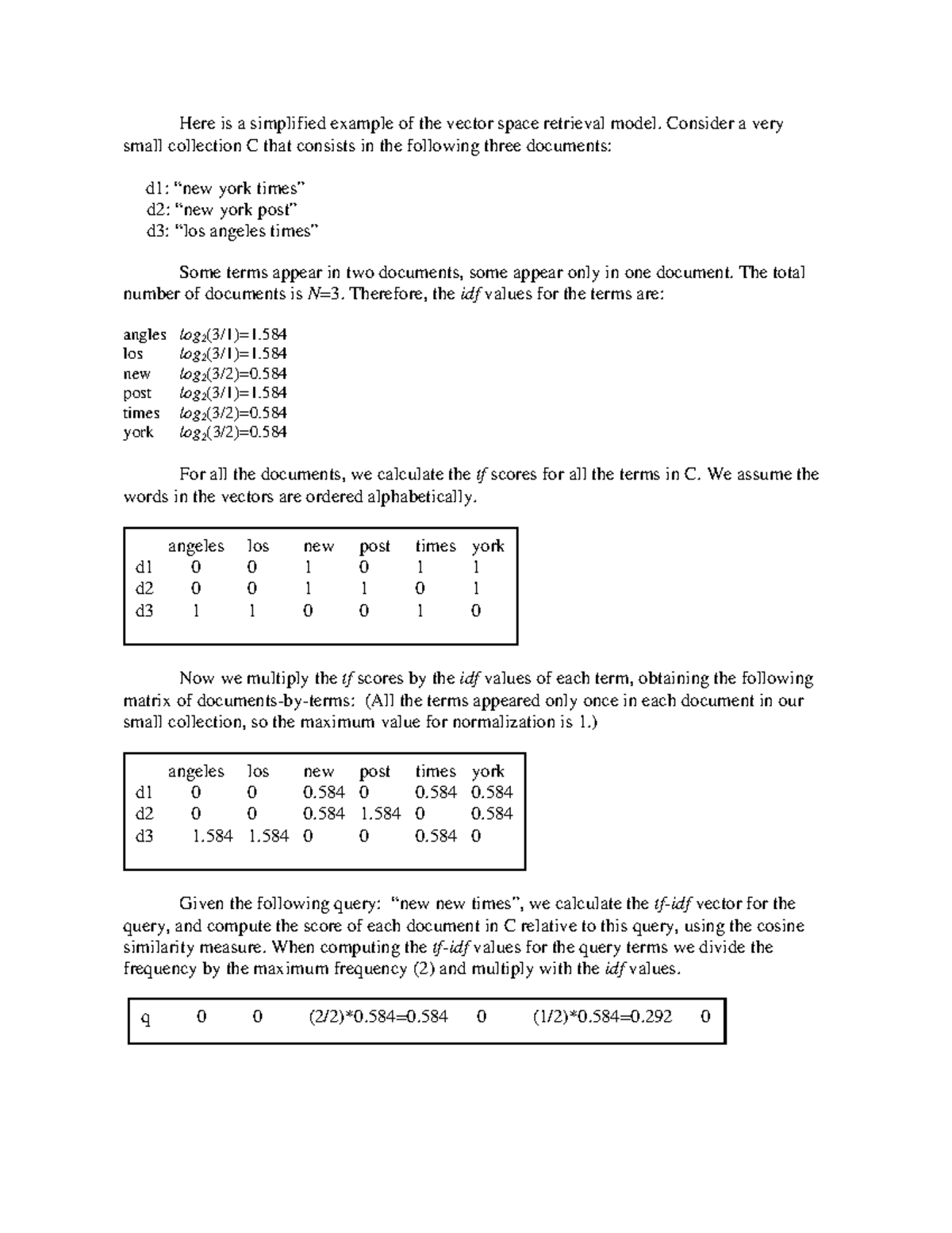 Cosine tf idf example 4 - Good - Project Management - Studocu
