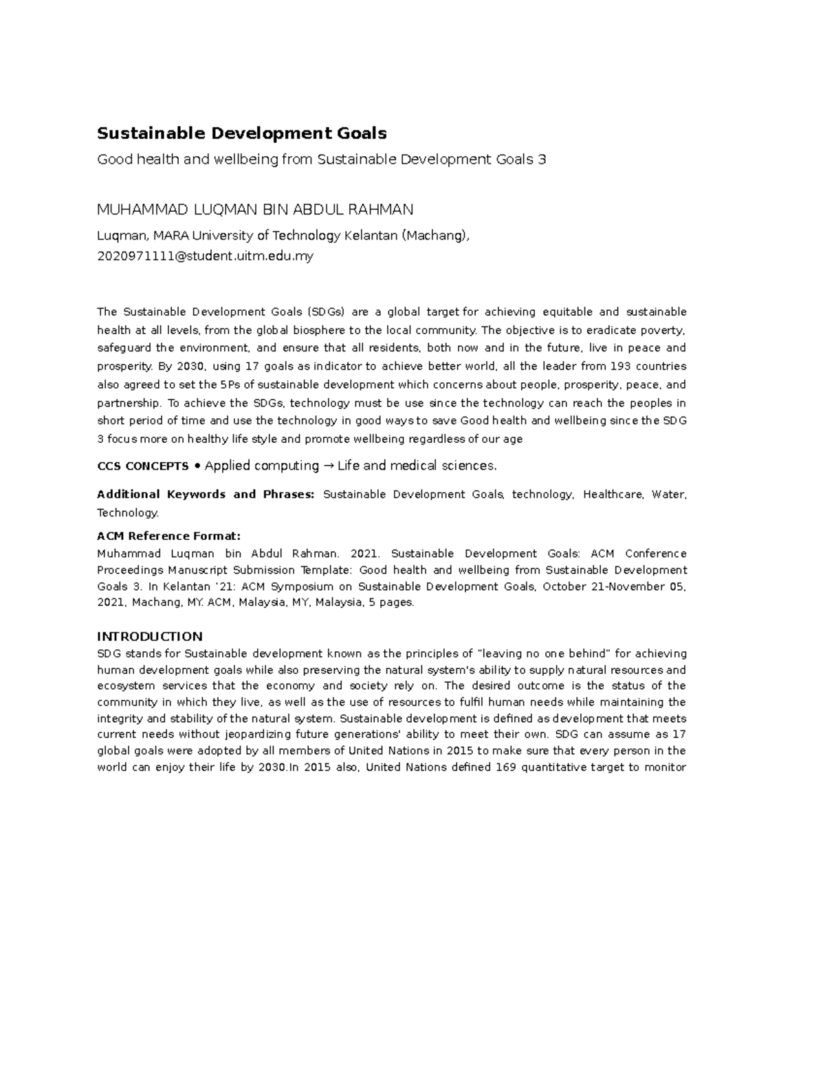 ACM Paper Templat version - Sustainable Development Goals Good health ...