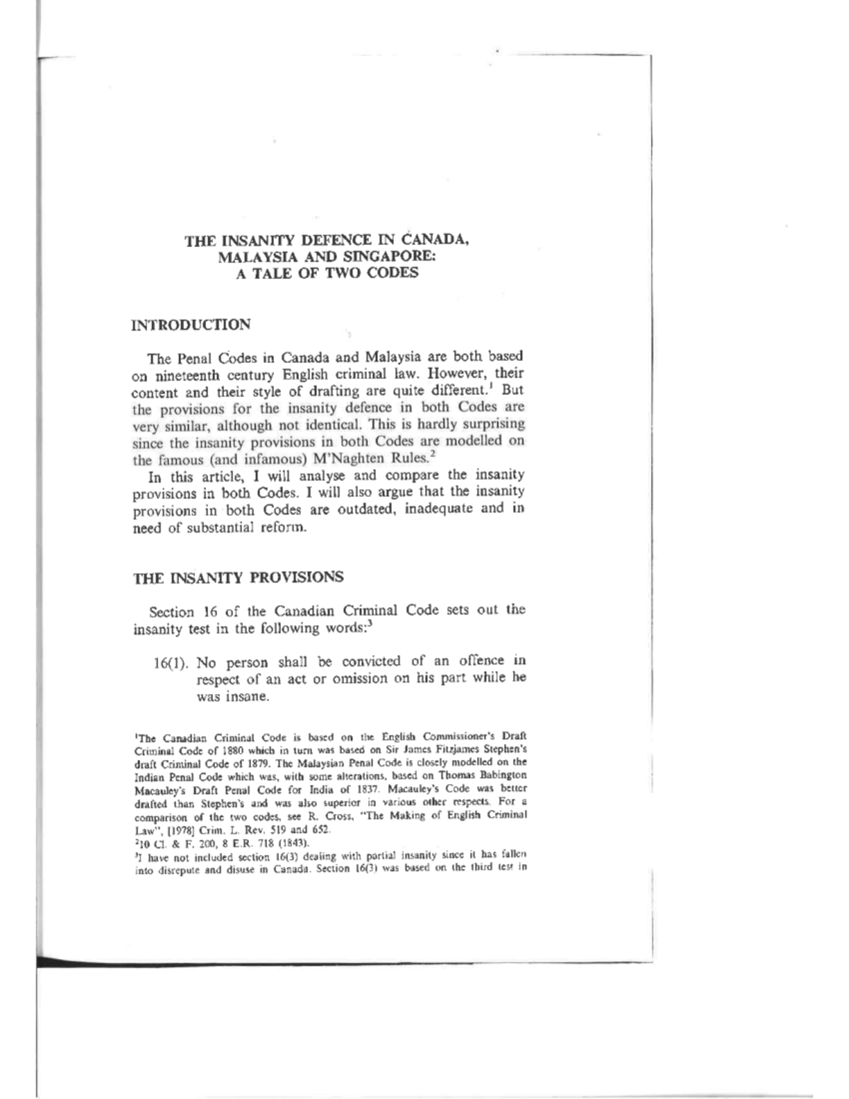 31754 - Insanity defence - Criminal Law I - Studocu