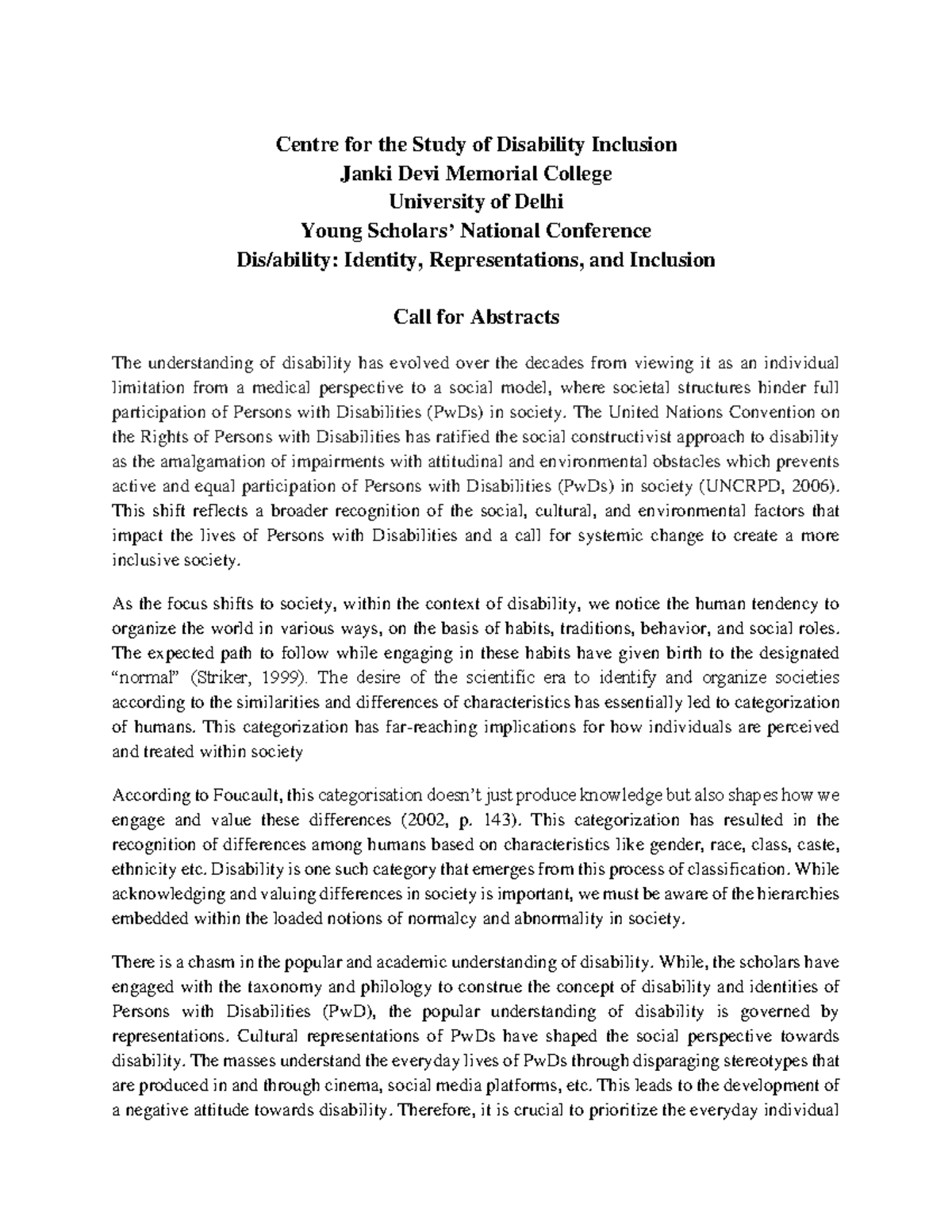 (Dis)ability-Identity, Representation, and Inclusion CFA - Centre for ...