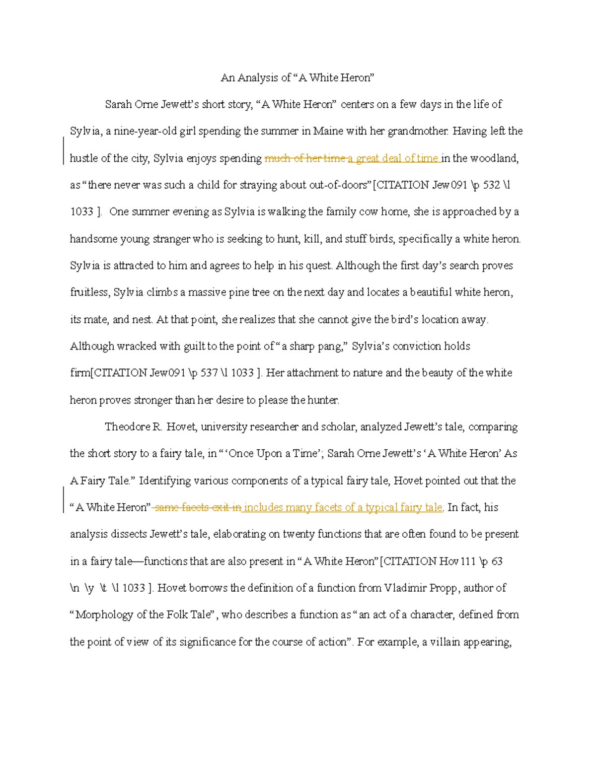 W04h2White Heron - An Analysis of “A White Heron” Sarah Orne Jewett’s ...