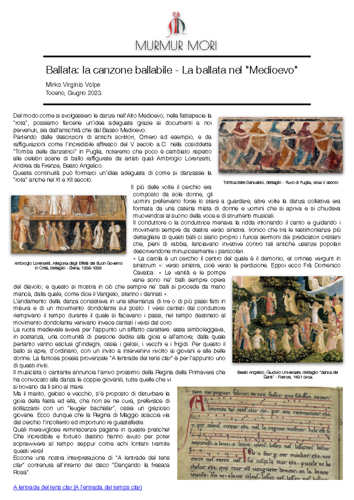 La Ballata nel Medioevo - Del modo come si svolgessero le danze nell ...