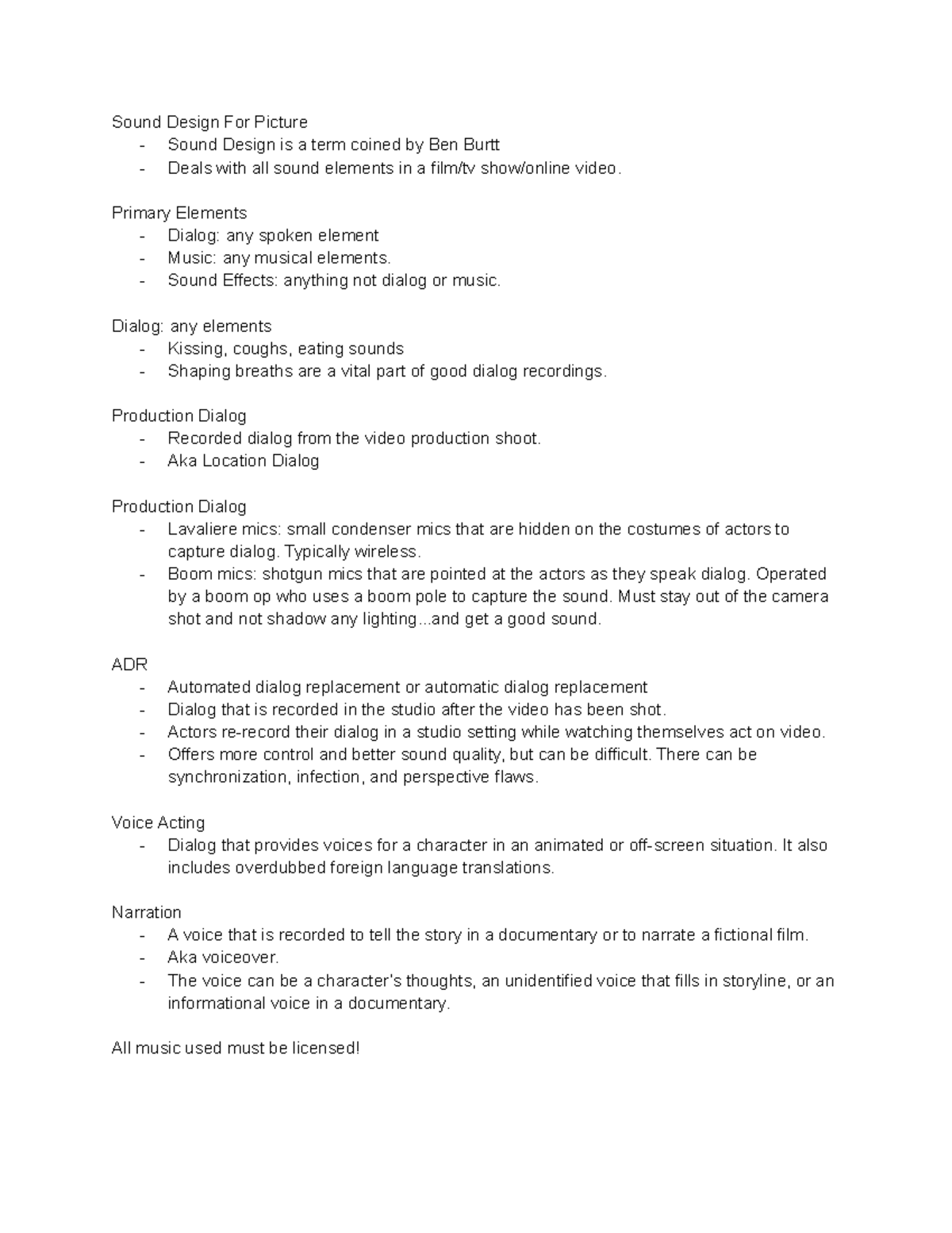 Audio Engineering - Sound Design - Sound Design For Picture - Sound ...