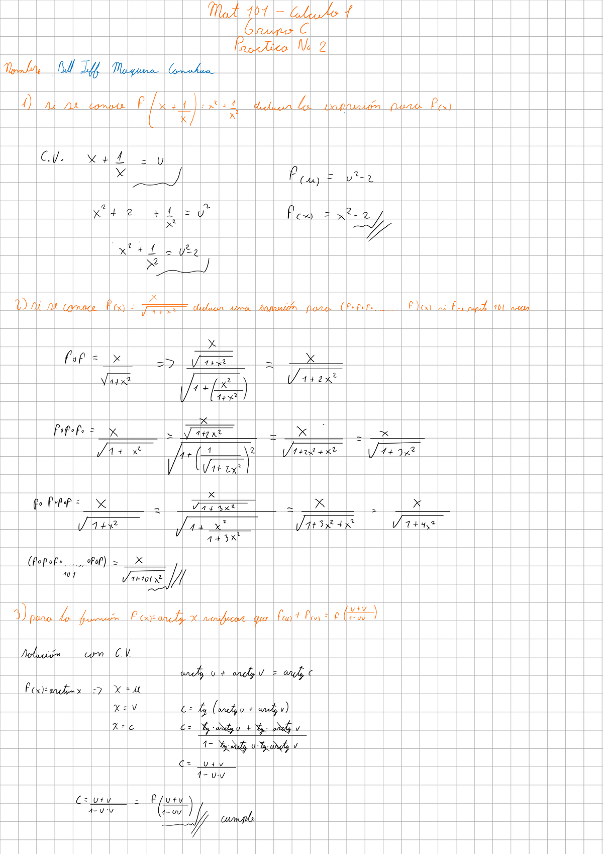 Mat 101 práctica 2 - practica calculo 1, funciones - Cálculo I - Studocu