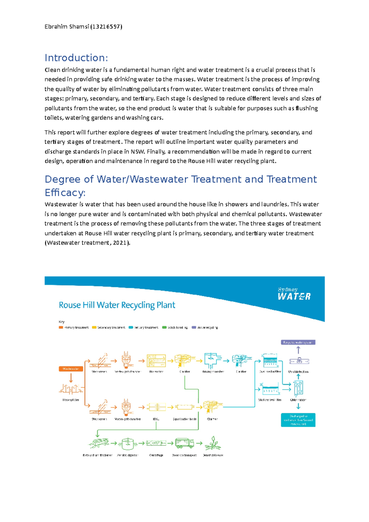 Assignment 1 Wastewater treatment - Introduction: Clean drinking water ...
