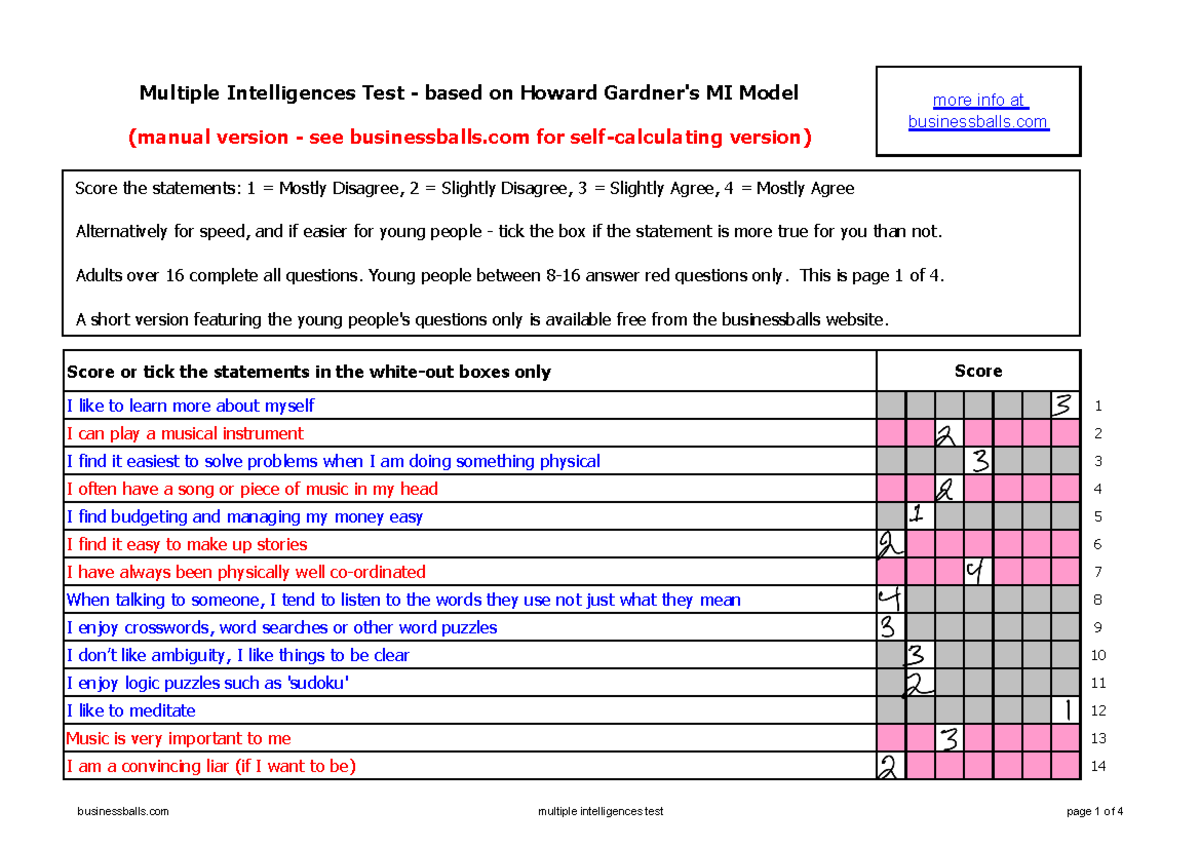 CNUR 102 - Multiple Intelligences Quiz - Multiple Intelligences Test ...