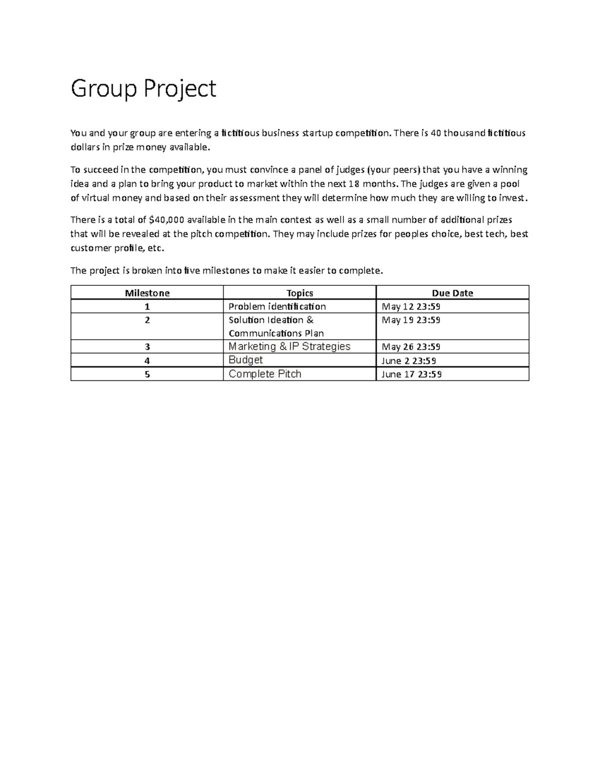 Spring 2023 Group project - Group Project You and your group are ...