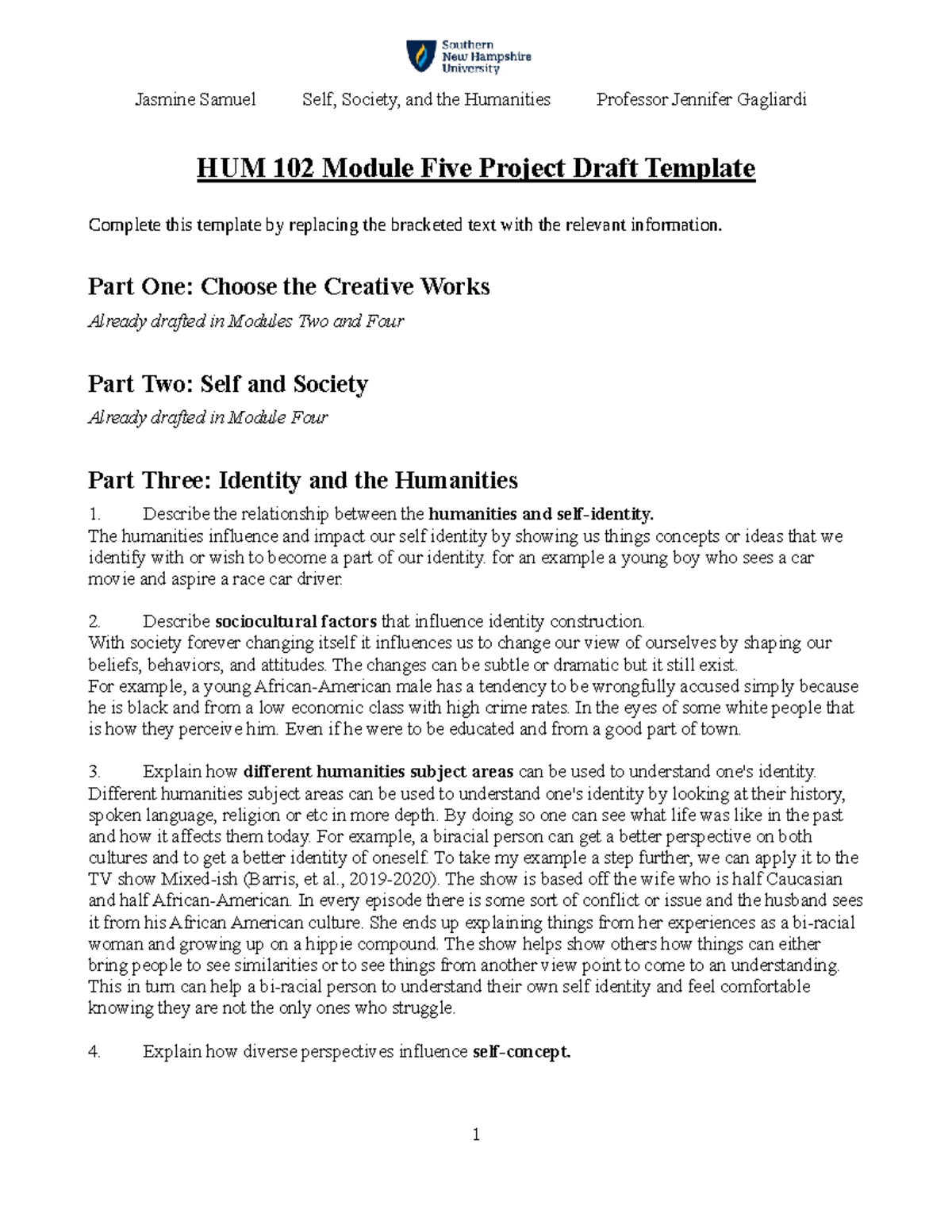 5-2 Project Draft Understanding Our Identity Through the Humanities 125 ...