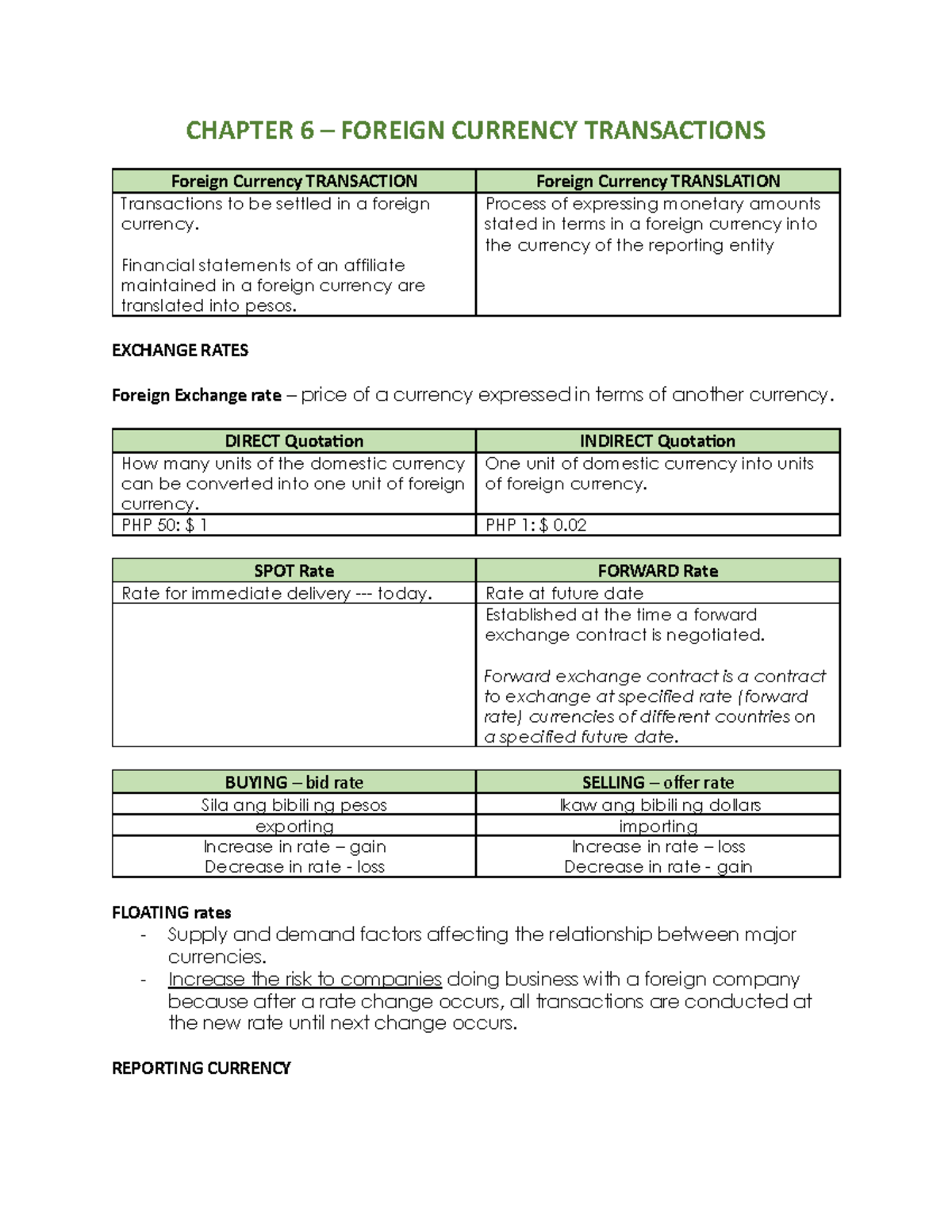 Foreign Currency Transactions - CHAPTER 6 – FOREIGN CURRENCY TRANSACTIONS Foreign Currency - Studocu