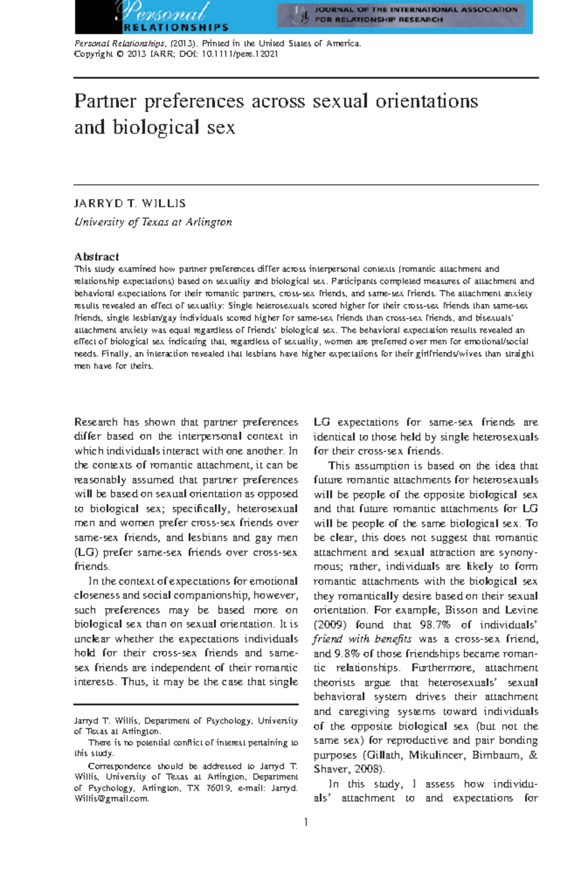 Willis Partner Preferences Across Sexuality 2013 - Personal ...