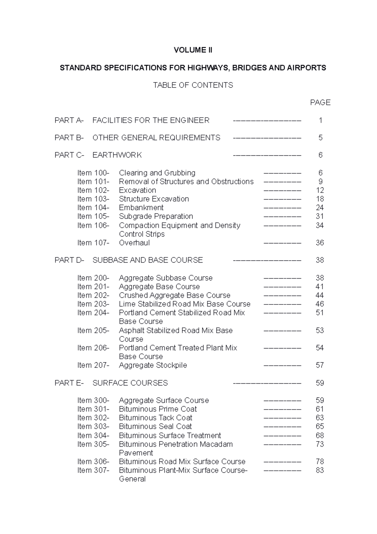 535521015 Table of Contents Specs Vol II 2004 - VOLUME II STANDARD ...