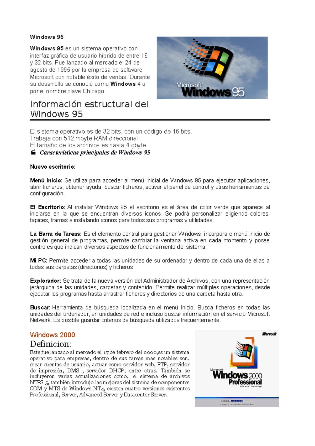 Windows 95 - Windows 95 Windows 95 es un sistema operativo con interfaz ...