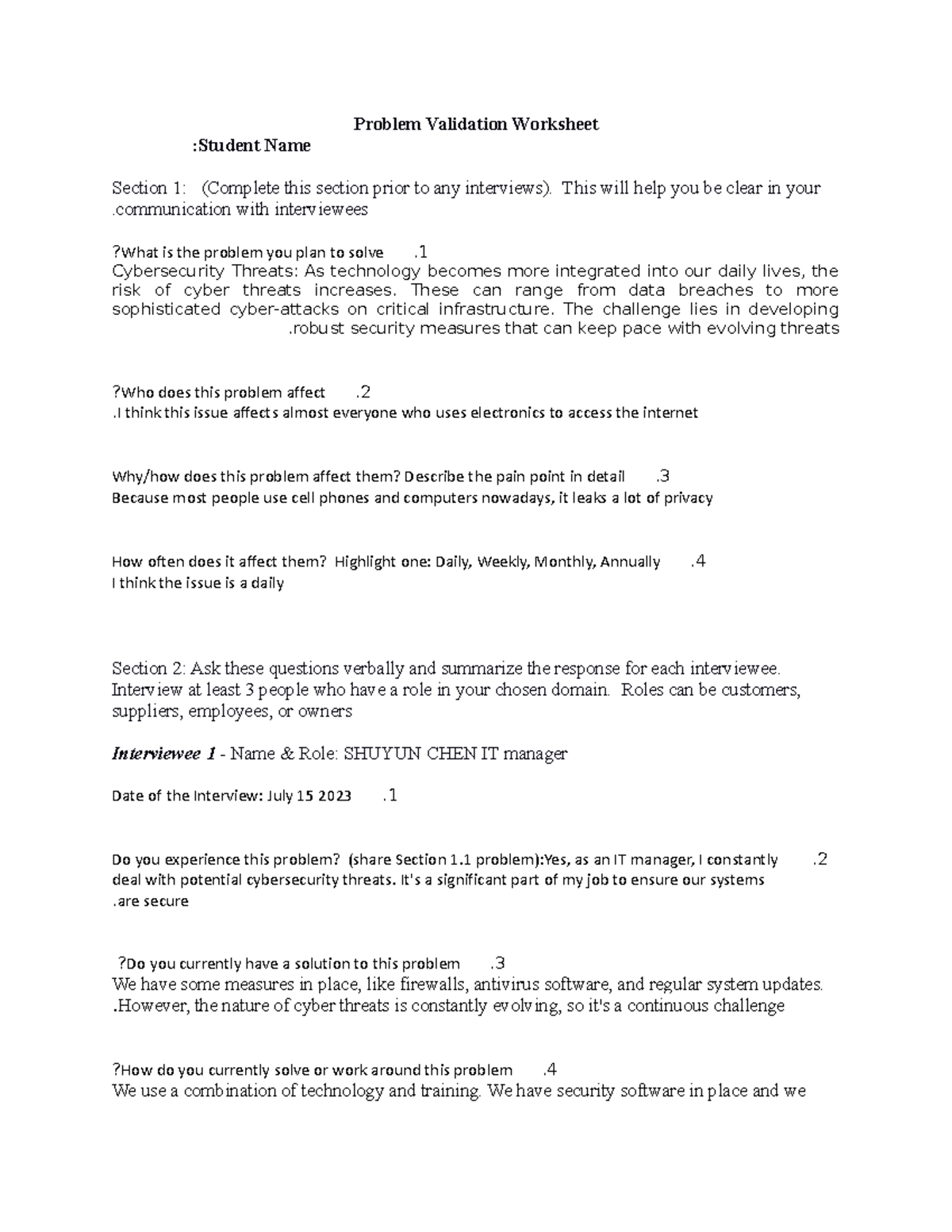 Problem Validation Worksheet - This will help you be clear in your ...