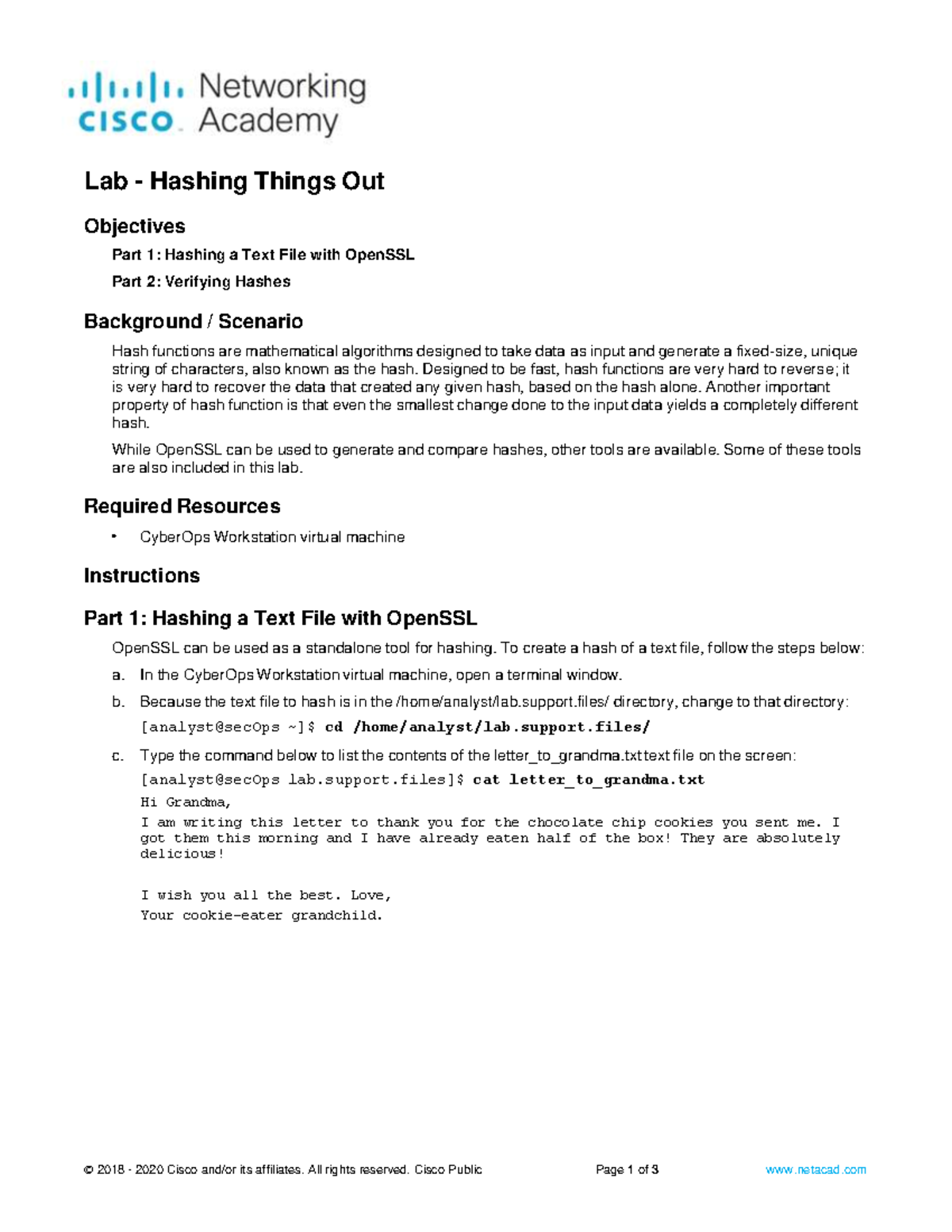 Tabarina 5 Lab - Hashing Things Out - Lab - Hashing Things Out Objectives Part 1: Hashing a Text ...
