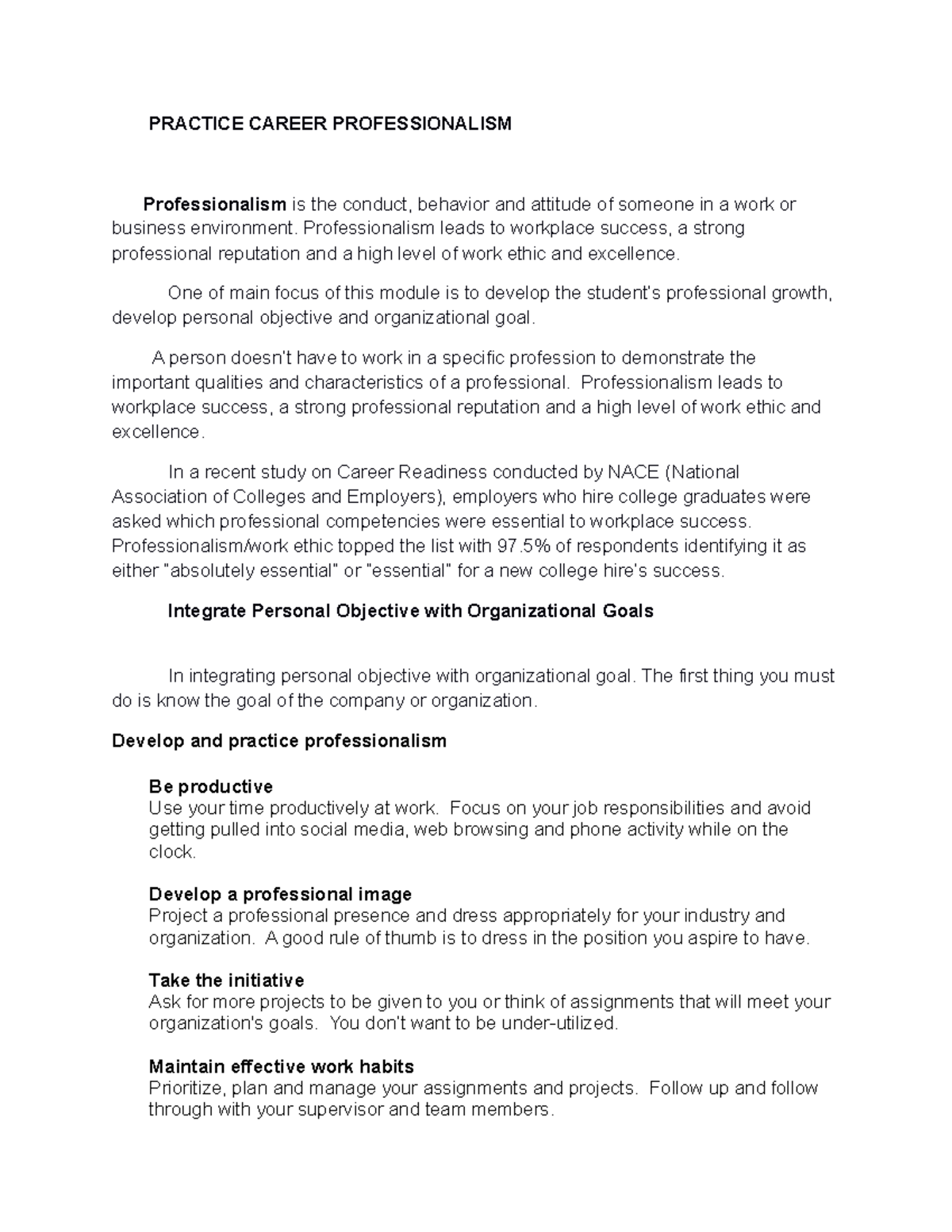 Practice Career-WPS Office - PRACTICE CAREER PROFESSIONALISM ...