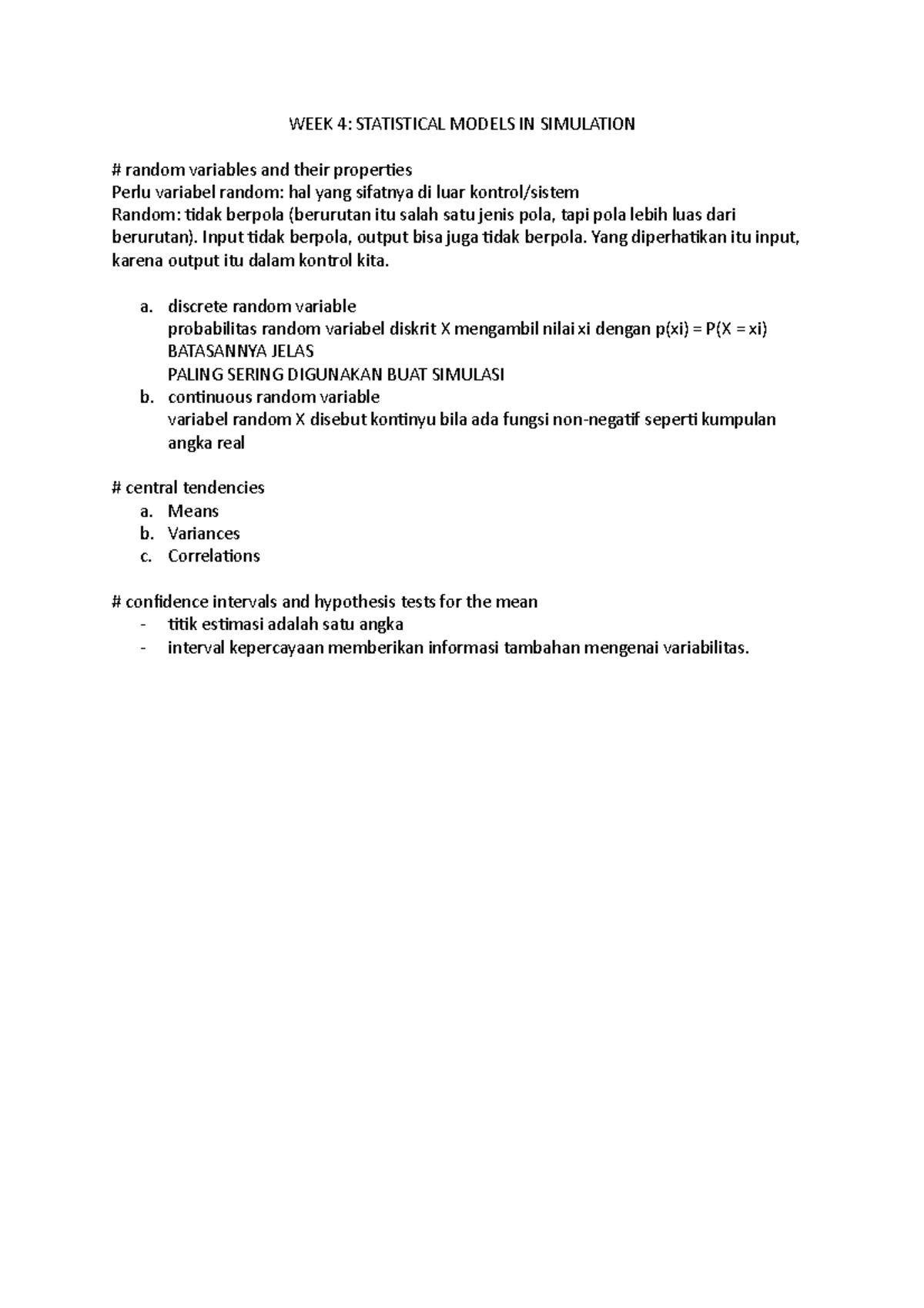 WEEK 4- Statistical Models IN Simulation - WEEK 4: STATISTICAL MODELS IN SIMULATION random ...