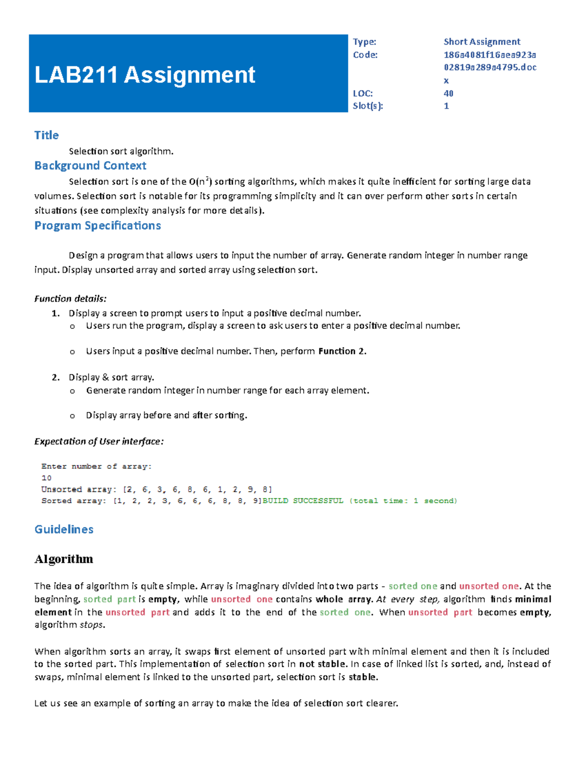 J1 - kkkkasdjsaddas - LAB211 Assignment Type: Short Assignment Code ...
