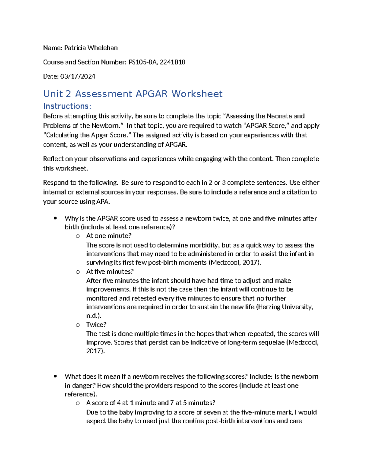 Unit Assignment 100% w/ References - Name: Patricia Whelehan Course and ...