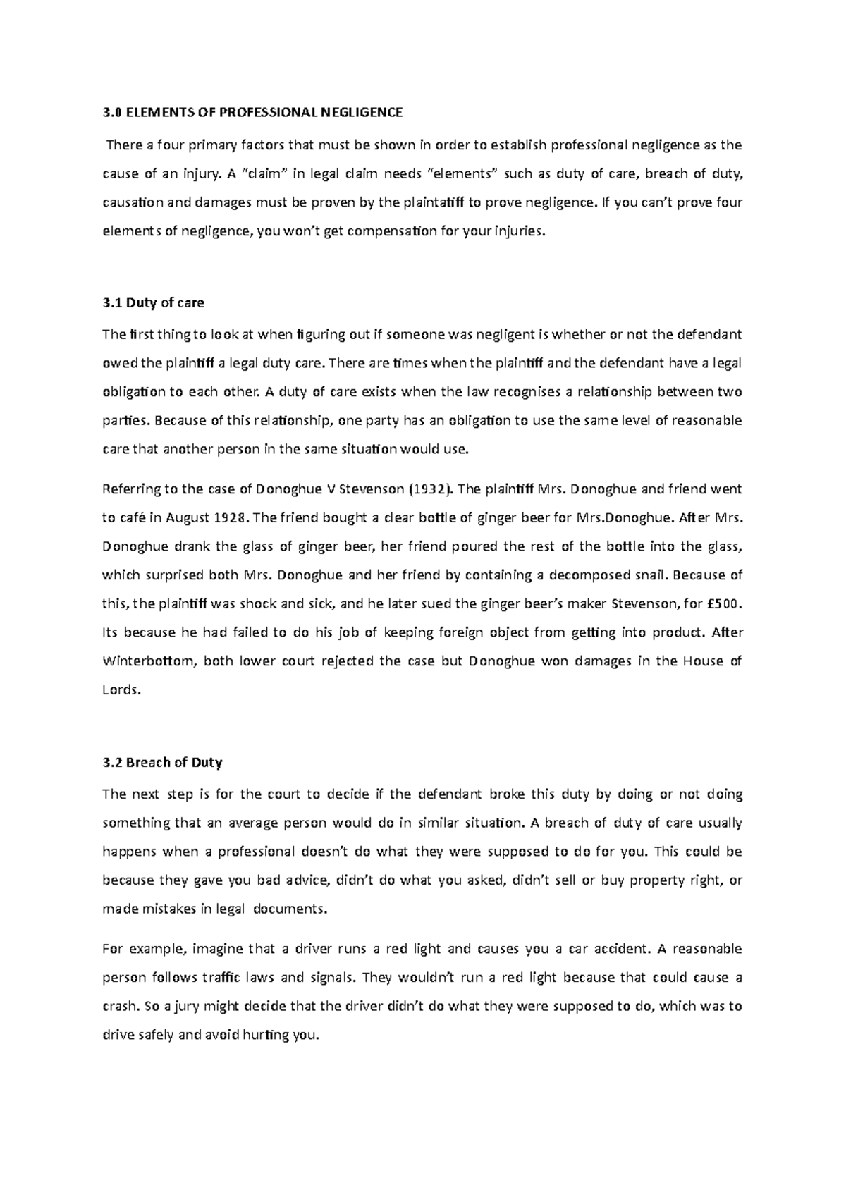 Elements OF Professional Negligence - 3 ELEMENTS OF PROFESSIONAL ...