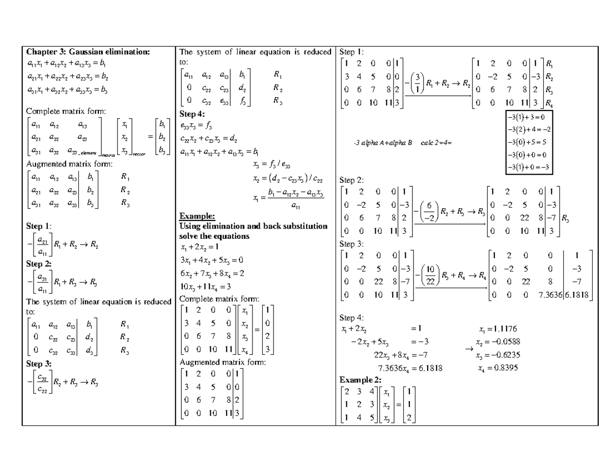 Chp 3-7 - steps - Chapter 3: Gaussian elimination: 11 1 12 2 13 3 1 21 ...