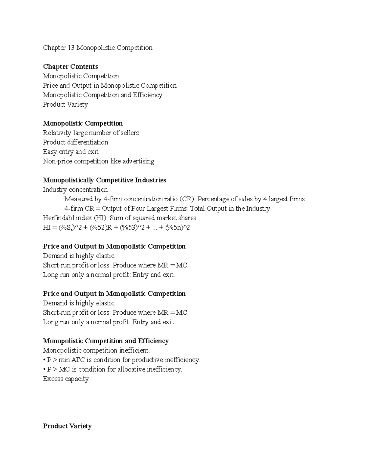 Chapter 13 Monopolistic Competition - Chapter 13 Monopolistic ...