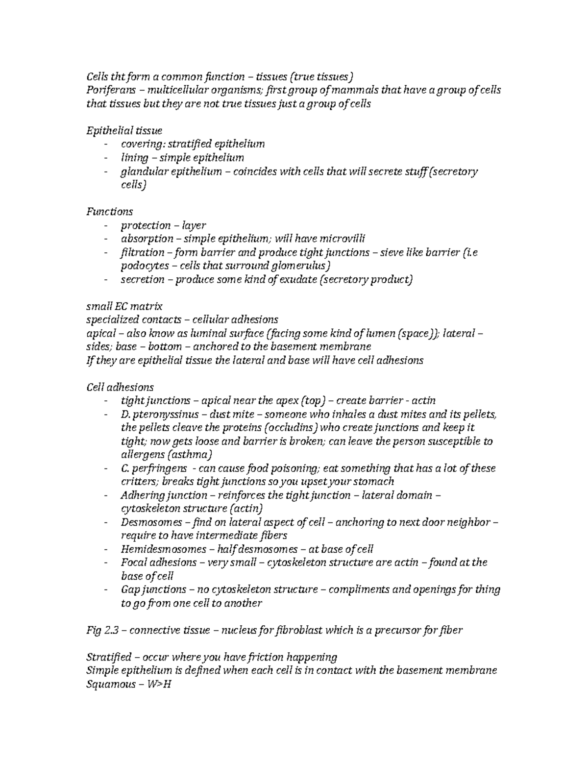 Histology class 2 - Cells tht form a common function tissues (true ...