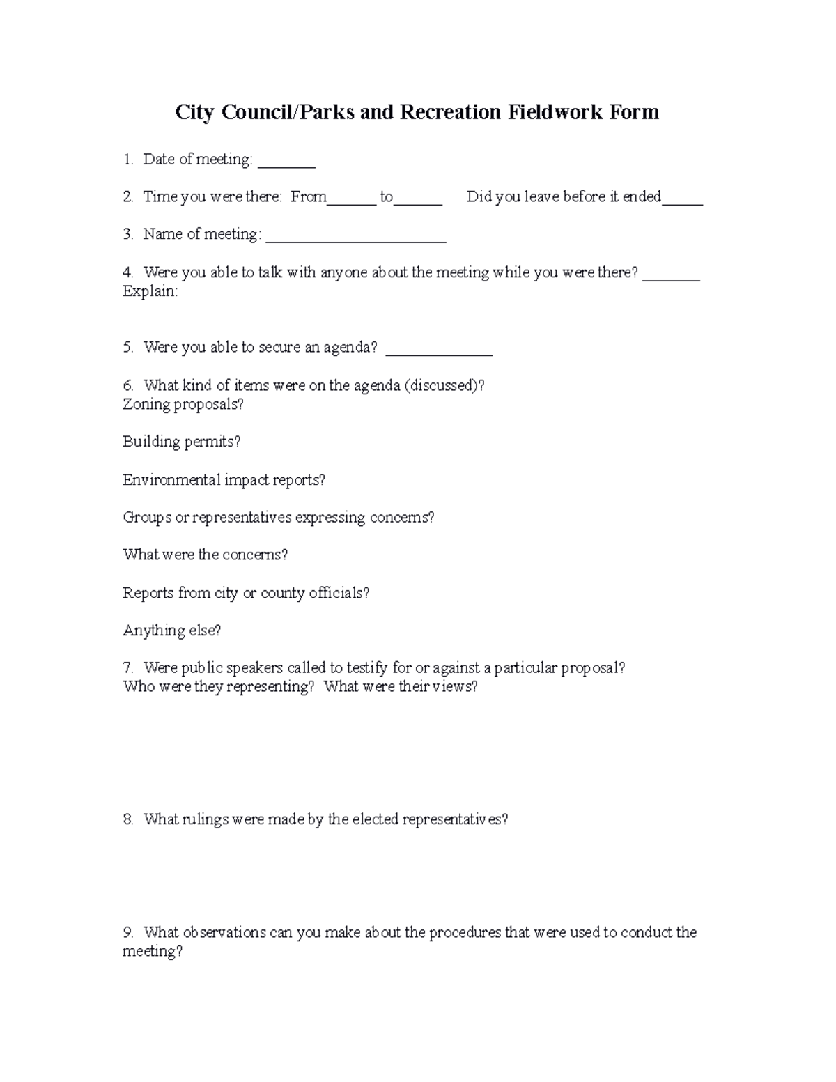 City Council Meeting Fieldwork Form - cjc 4014 - UCF - Studocu