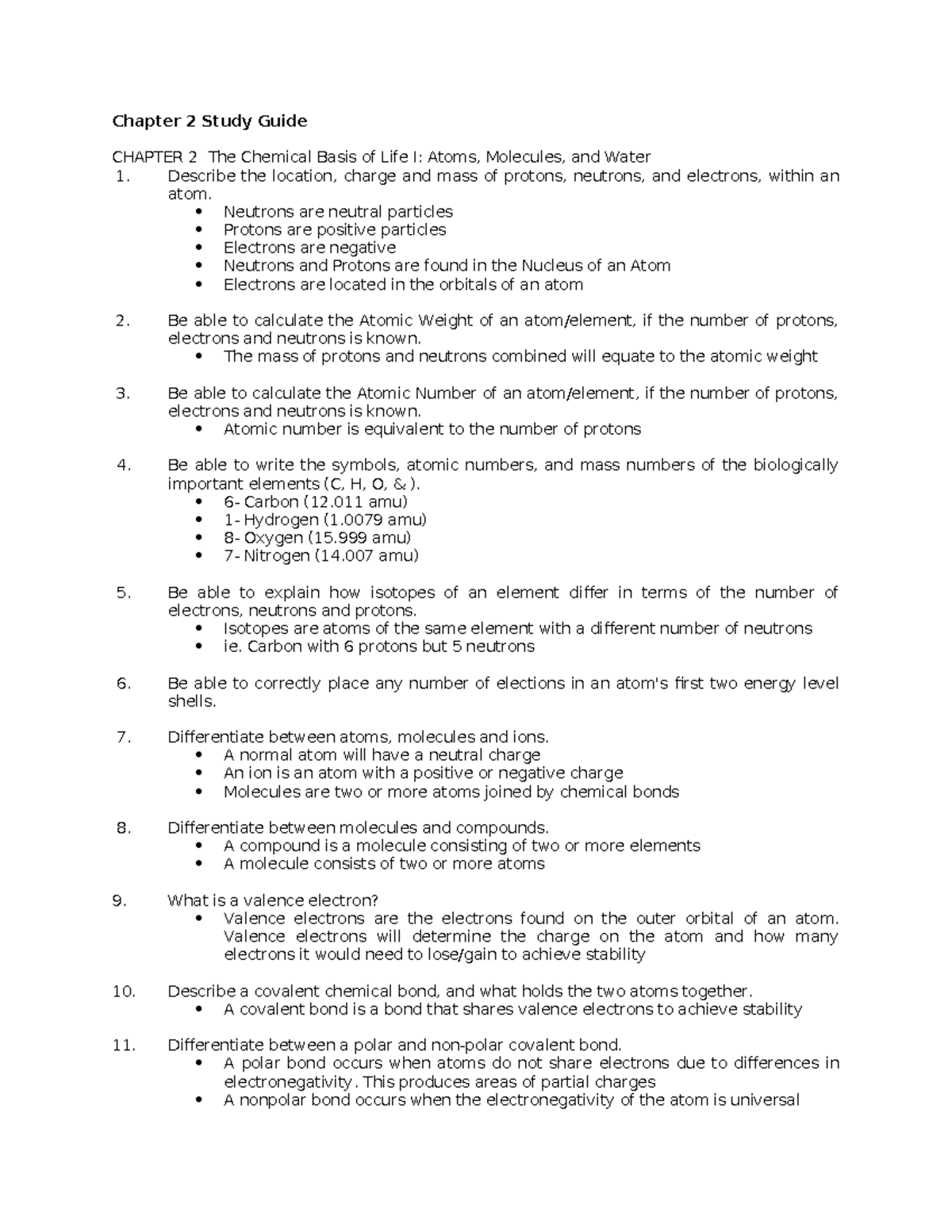 Chapter 2 Study Guide - Exam 1 Notes - Chapter 2 Study Guide CHAPTER 2 ...