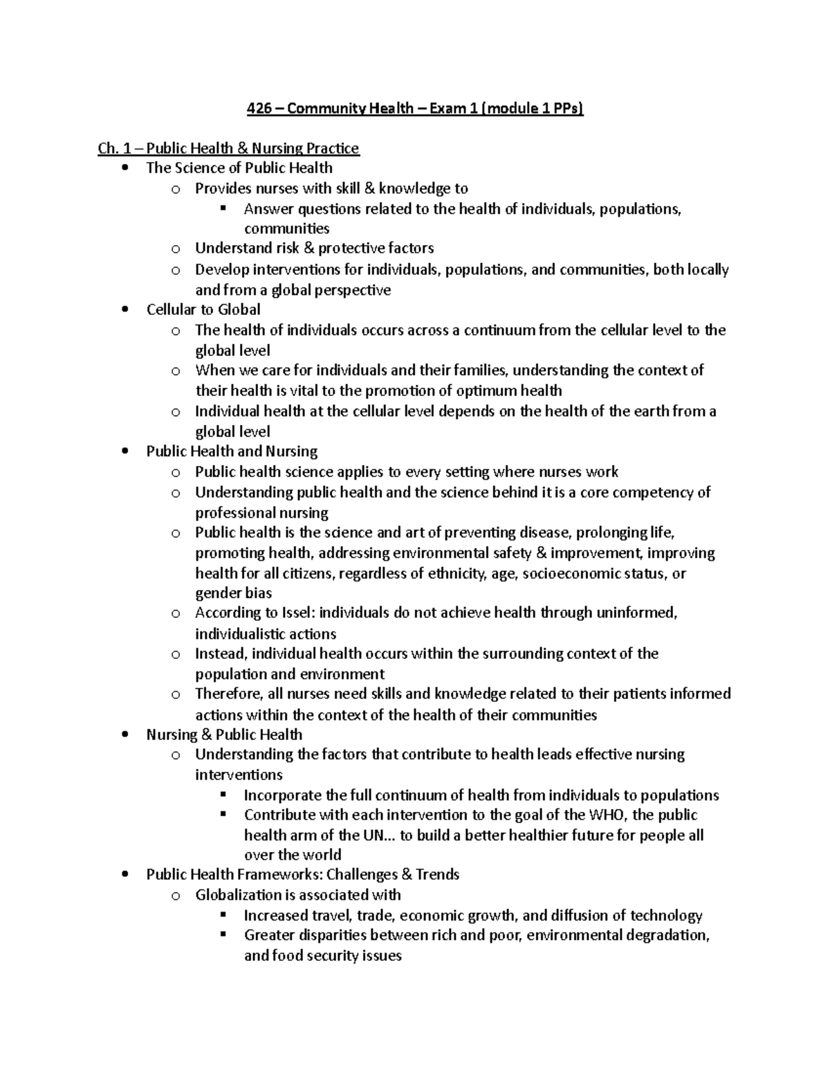 426 - Community Health Exam 1 PP - 426 – Community Health – Exam 1 ...