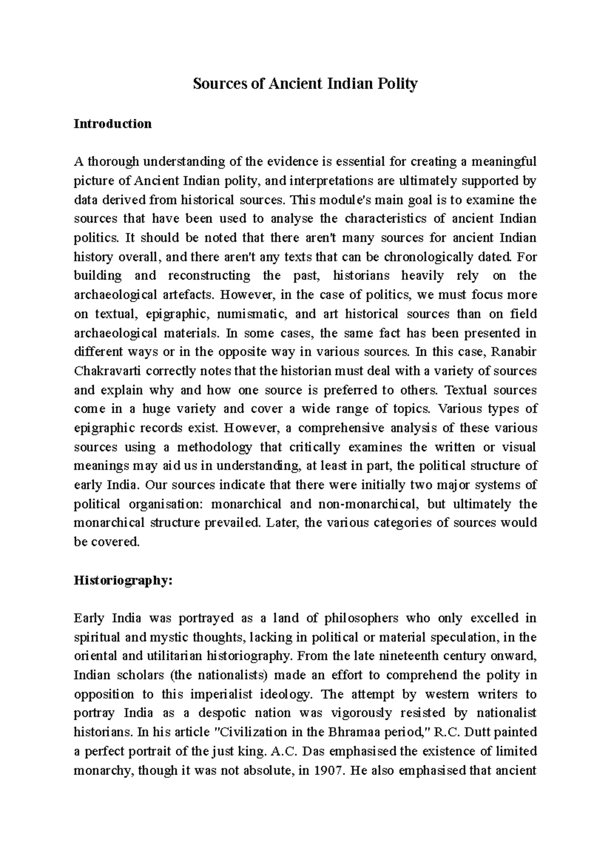 Sources of Ancient Indian Polity - Sources of Ancient Indian Polity ...